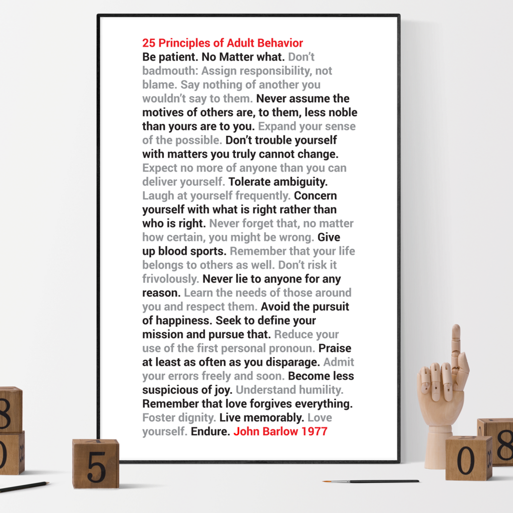 25 Principles of Adult Behavior (Canvas, Posters, Wall Art) - Emotive Works